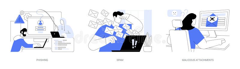 Computer Network Attack Isolated Cartoon Vector Illustrations Se Stock ...