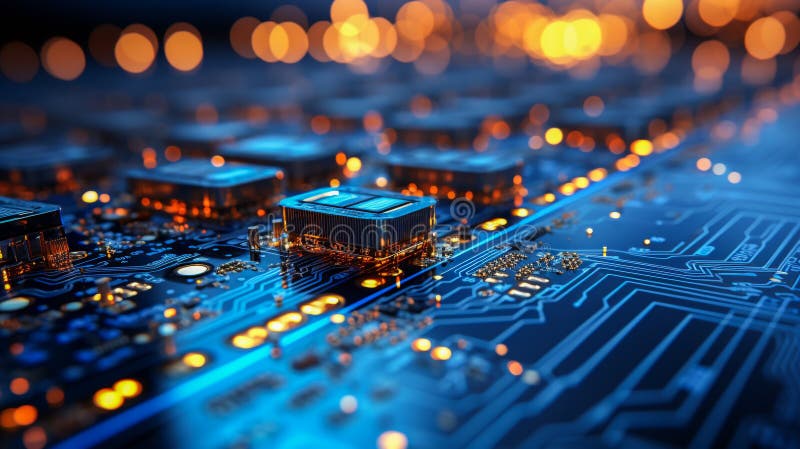 Computer Network in Blue Technology, AI Generated Stock Illustration ...