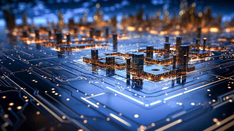 Computer Network in Blue Technology, AI Generated Stock Illustration ...