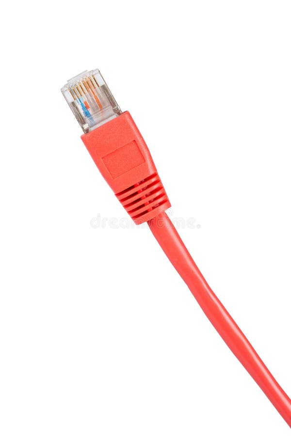 Red network cable stock photo. Image of close, plugin - 3041556