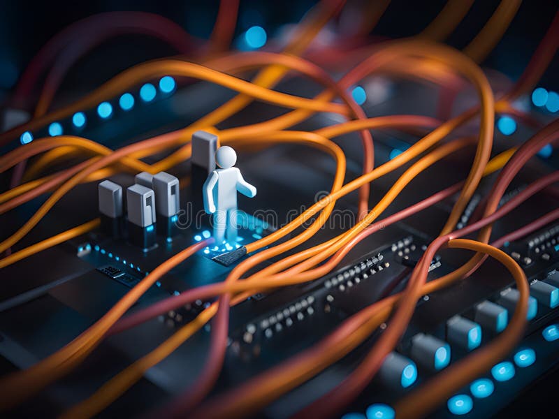 Computer Network Cable in Server Room Stock Illustration - Illustration ...