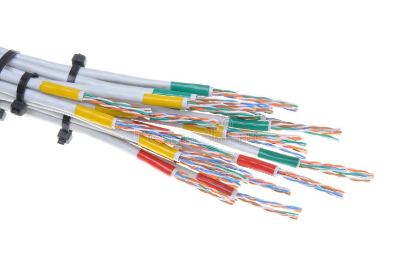 Computer Network Cables with Cable Ties Stock Photo - Image of ...