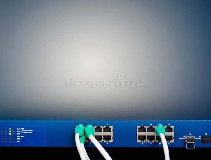 Computer Network Cables Connected Stock Photo - Image of blue, area ...