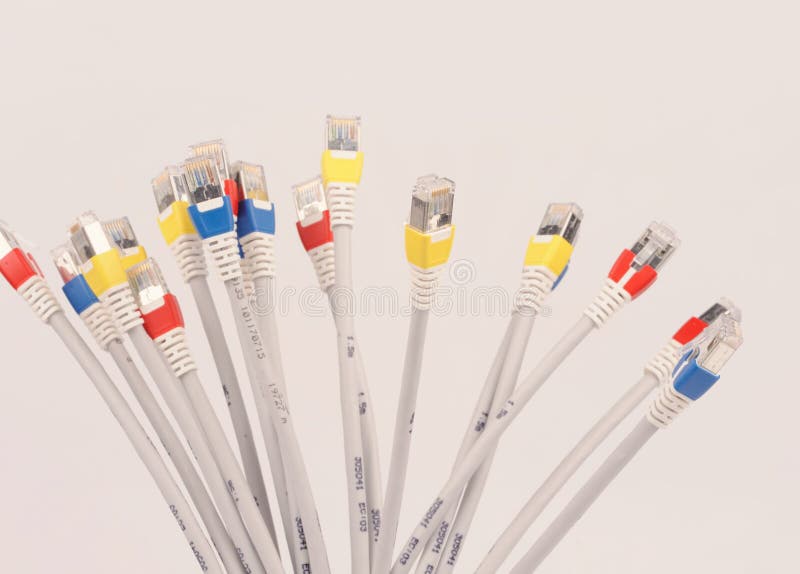Computer Network Cables Over the Grey Background Stock Image - Image of ...