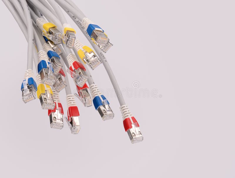 Computer Network Cables Over Grey Background Stock Image - Image of ...