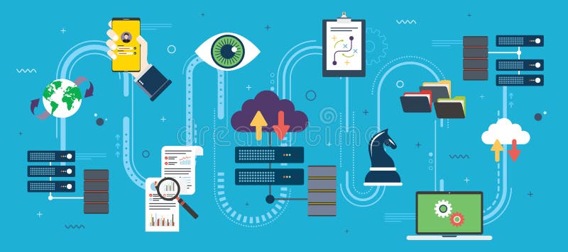 Cloud Computing Big Data Analysis And Data Mining Stock Vector