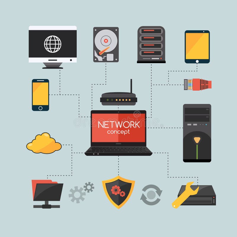 Flat Icons Computer Network Hardware Stock Illustrations – 4,600 Flat ...