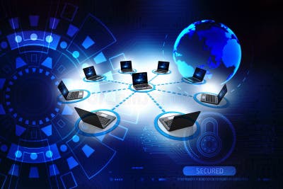 Computer Network, Computer Connected To Server. 3d Rendering Stock ...