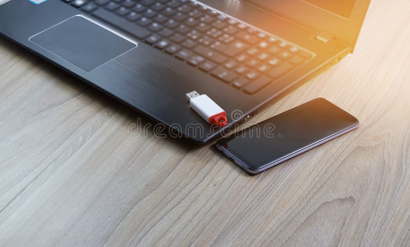 Computer Network Connection Digital Technology with USB Flash Drive and ...