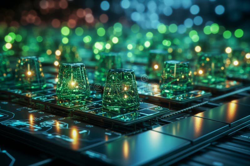 Computer Network Connection In Green Backdrop Ai Generated Stock Illustration Illustration