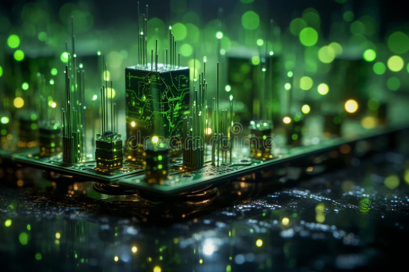 Computer Network Connection In Green Backdrop Ai Generated Stock Illustration Illustration
