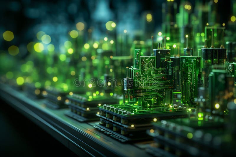 Computer Network Connection In Green Backdrop Ai Generated Stock Illustration Illustration