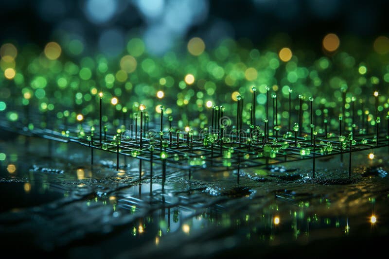 Computer Network Connection In Green Backdrop Ai Generated Stock Illustration Illustration