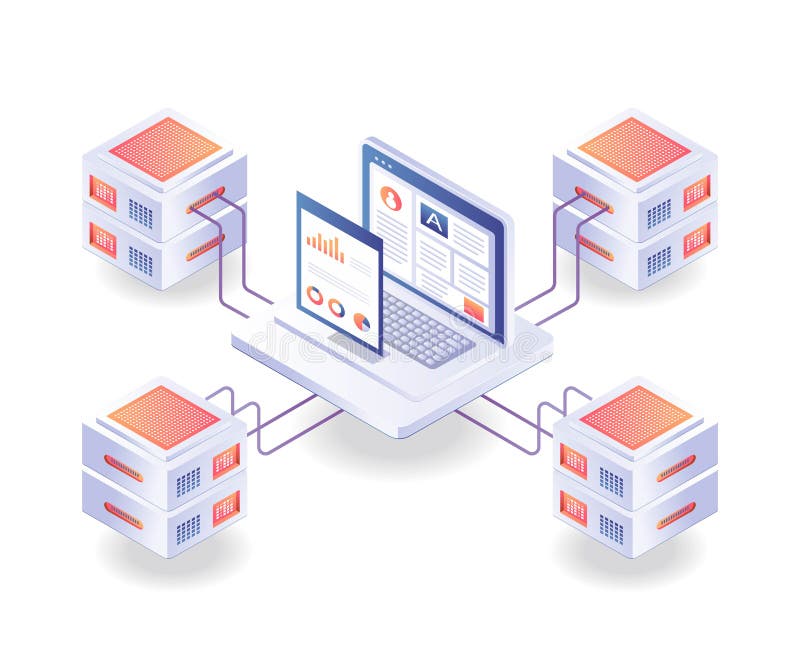 Computer Network Data Analysis Server Stock Vector - Illustration of ...