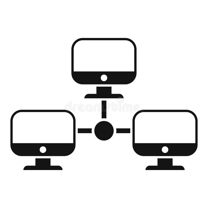 Computer Network Data Icon Simple Vector. Router Dark Processor Stock ...