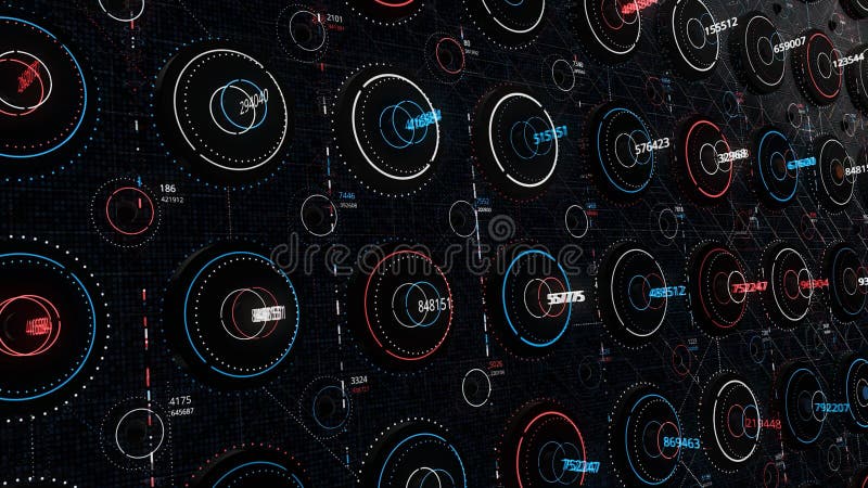 Computer Network Design, Digital Data Transmitted at High Speed, Seamless Loop. Animation. Rows ...