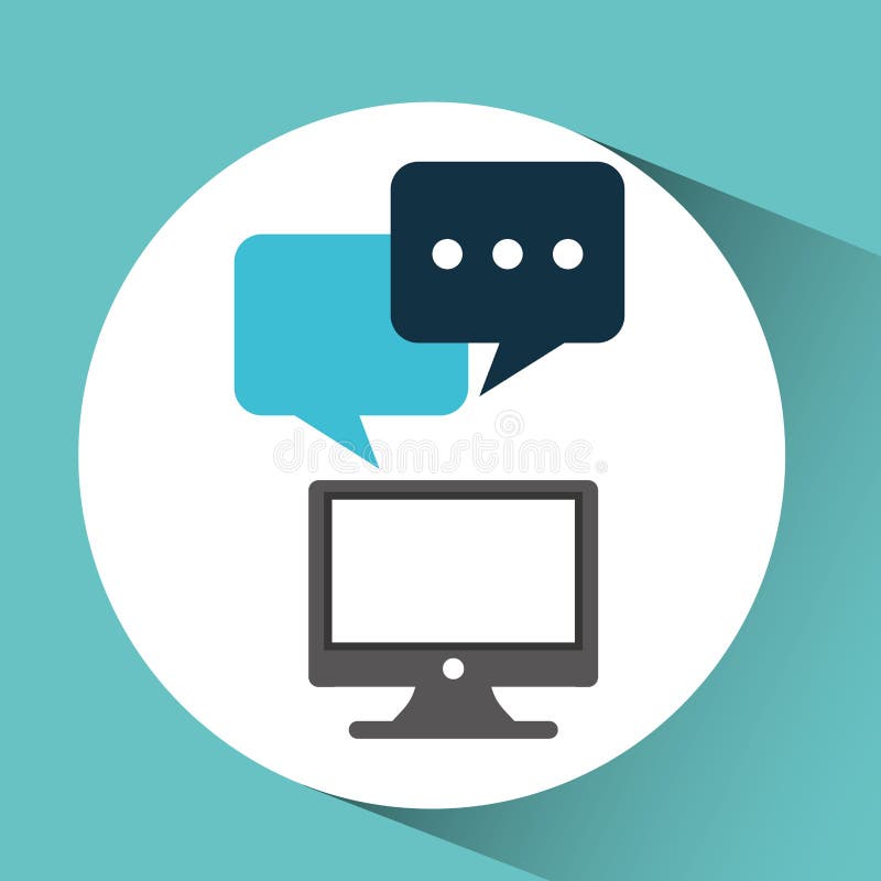 Computer Network Desktop Bubble Speech Stock Vector - Illustration of ...