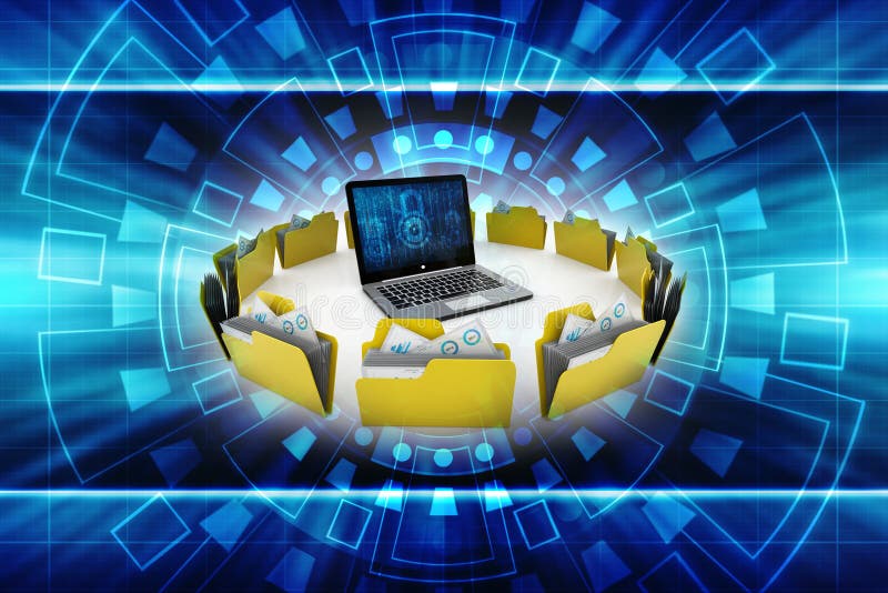 Computer Network, Computer Connected To Server. 3d Rendering Stock ...