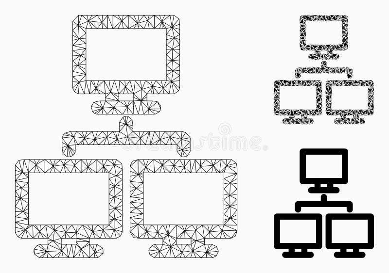 Computer Network Group Vector Mesh Wire Frame Model and Triangle Mosaic ...