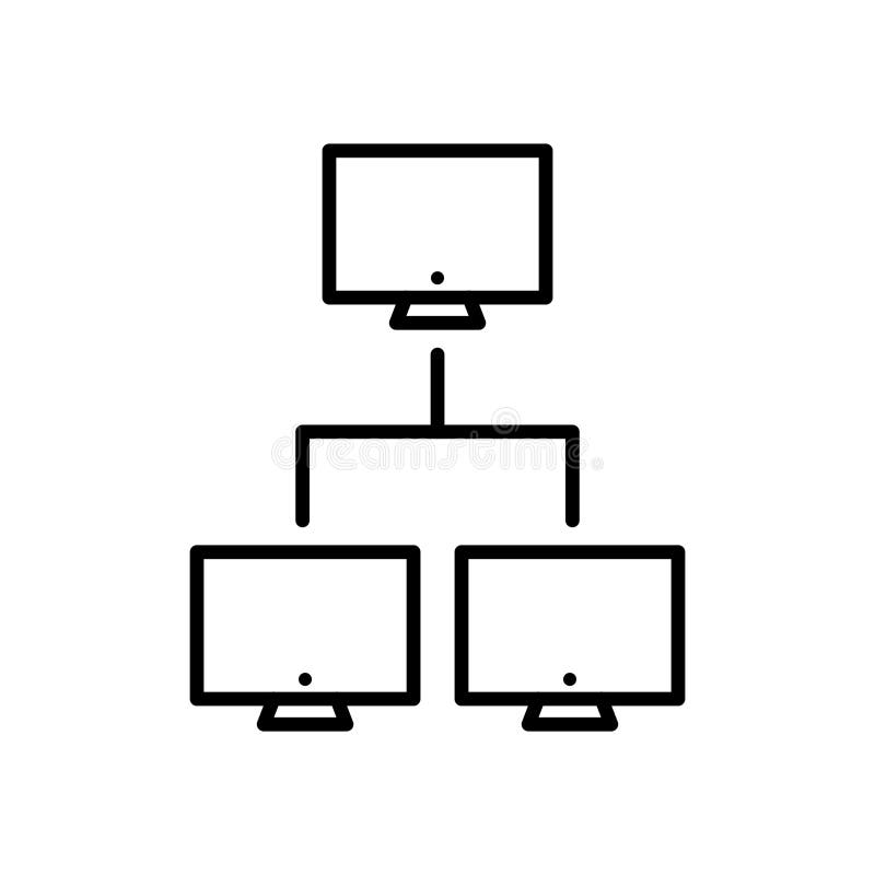 Computer Network Icon Set. Laptop LAN Sharing Vector Symbol in a Black ...