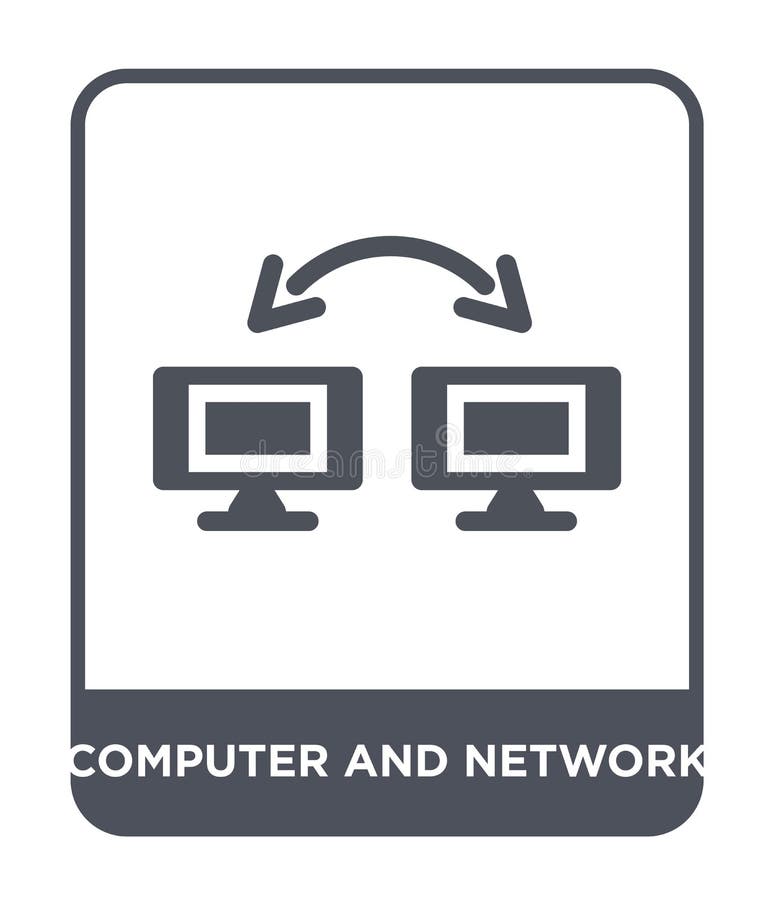 Computer and Network Icon in Trendy Design Style. Computer and Network ...