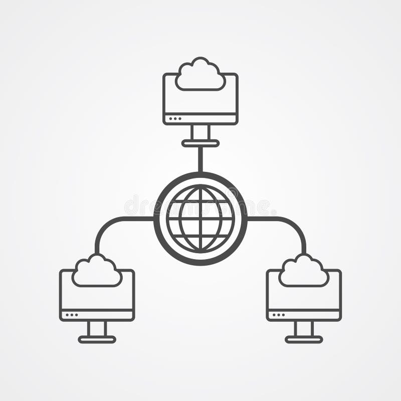 Computer Network Vector Icon Sign Symbol Stock Vector - Illustration of ...