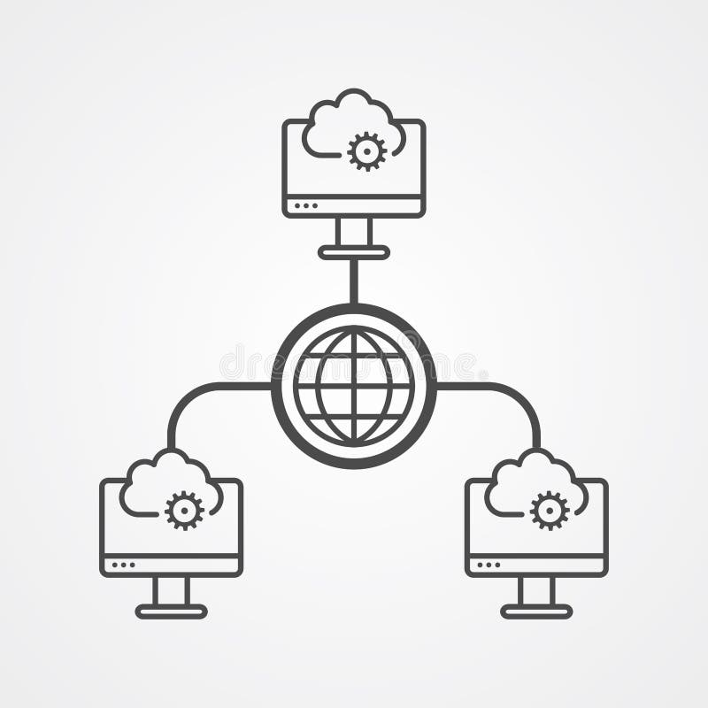 Computer Network Vector Icon Sign Symbol Stock Vector - Illustration of ...