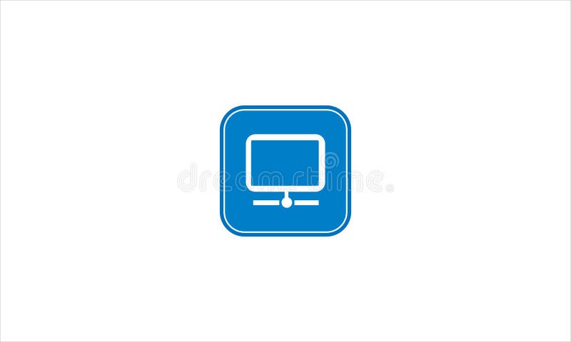 Computer and Network Icon on White Background, Networking Symbol in ...
