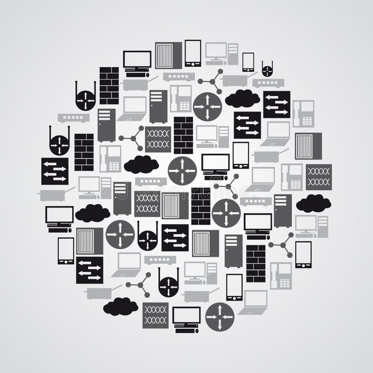 Computer Network Icons in Circle Stock Vector - Illustration of icons ...