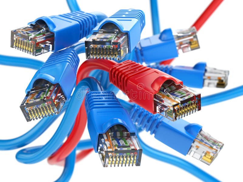 Computer Network LAN Cables Rj45. Internet Connections Choice Stock ...
