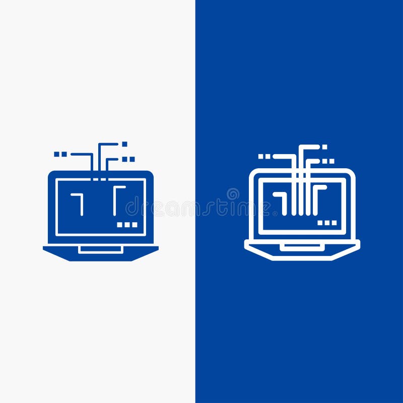 Computer, Network, Laptop, Hardware Line and Glyph Solid Icon Blue ...