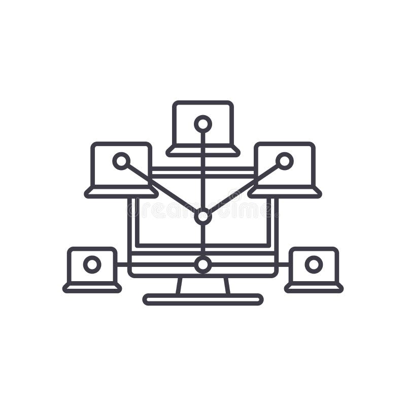 Computer Network Line Icon Concept. Computer Network Vector Linear ...