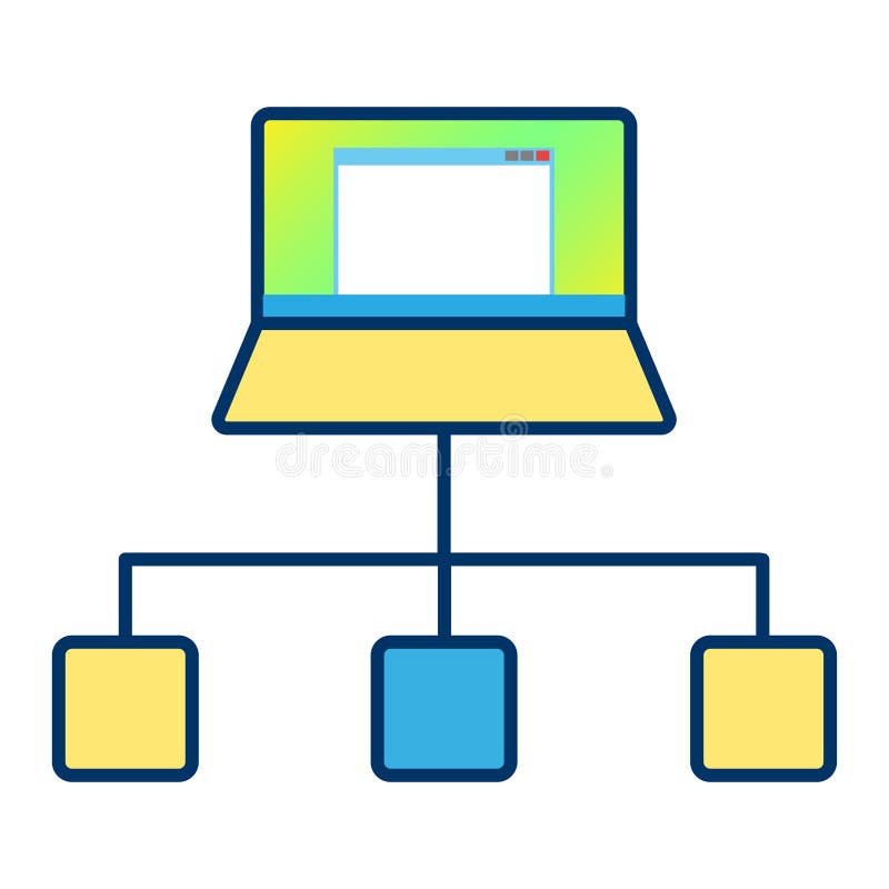 Fun Computer Network Line Icon. Stock Illustration - Illustration of ...