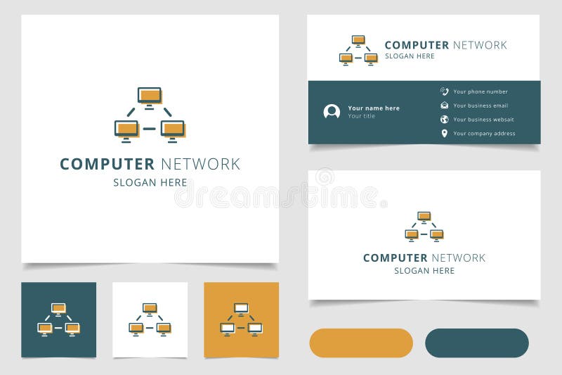 Computer Network Logo Design with Editable Slogan. Branding Book and ...