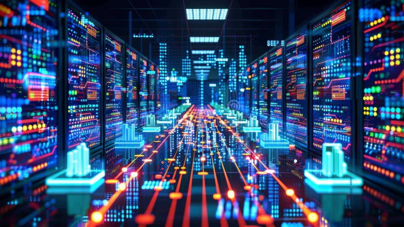 A computer network with stock illustration. Illustration of data ...