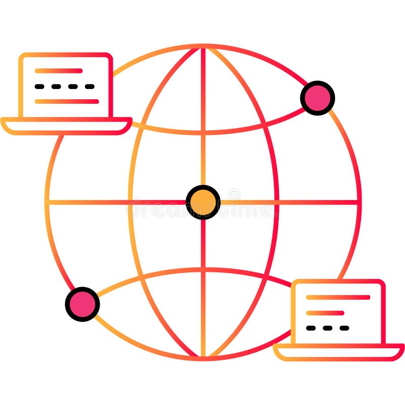 Computer Network Outline Icon Cloud Computing Tech Stock Illustration ...