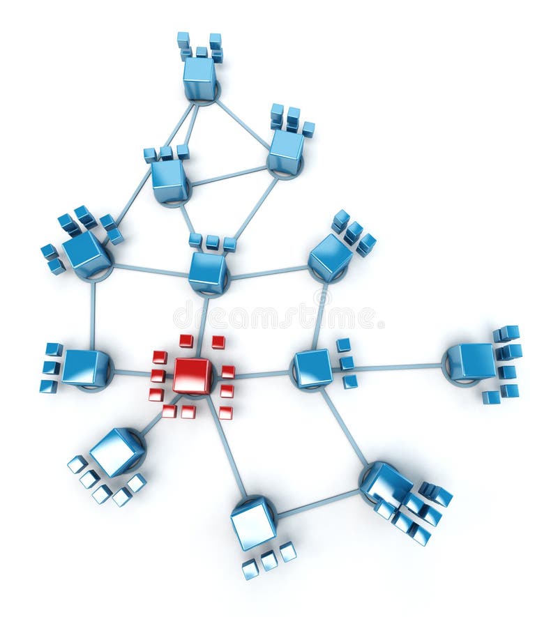 Computer Network Red and Blue Stock Illustration - Illustration of ...