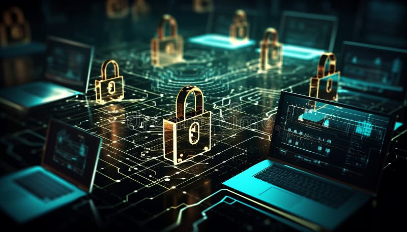 Computer Network Computer Security Stock Illustration - Illustration of ...