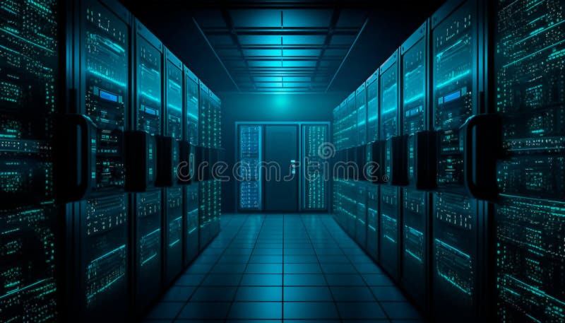 Computer Network Security Server Room Data Center Light Blue Color ...