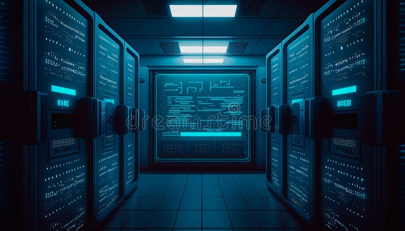 Computer Network Security Server Room Data Center Light Blue Color ...