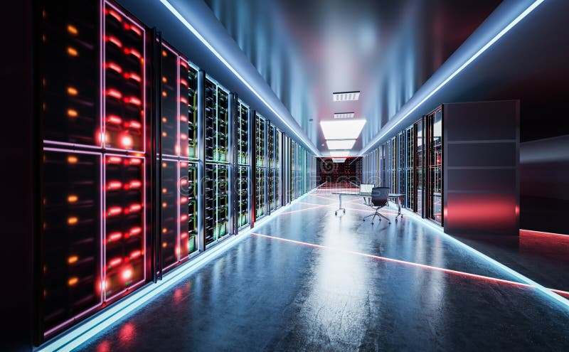 Computer Network Server Room or Data Center Stock Illustration ...