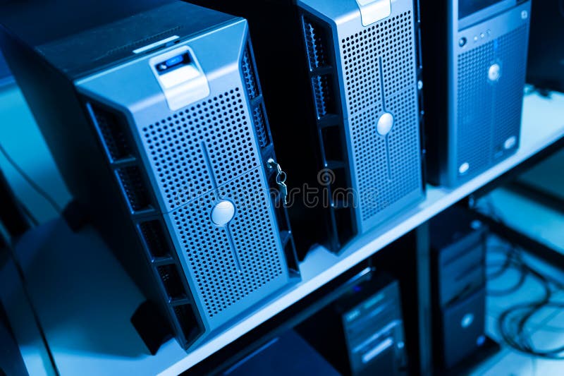 Computer Network Servers in Data Room Stock Photo - Image of ...