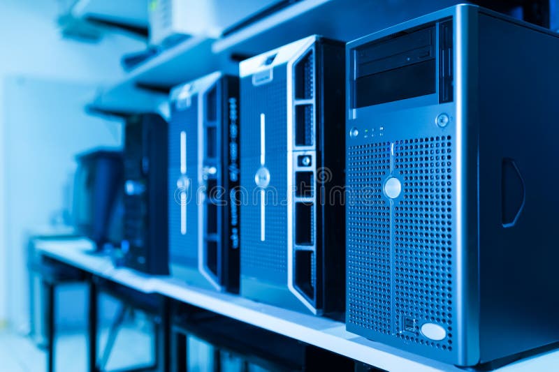 Computer Network Servers in Data Room Stock Image - Image of close ...