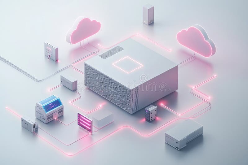 A Computer Network is Shown with a Pink Background Stock Image - Image ...