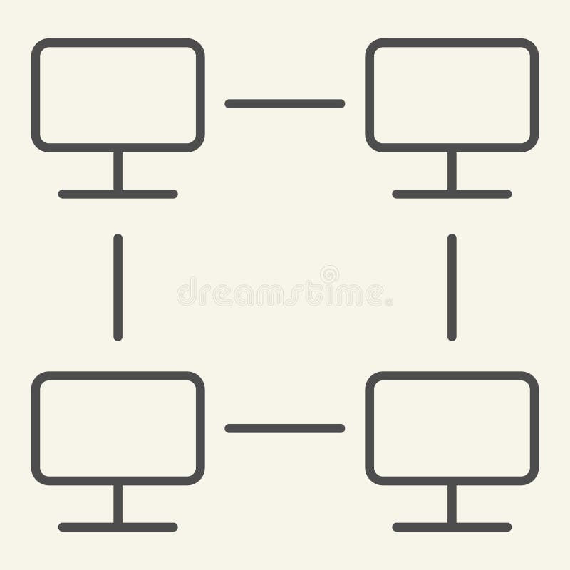 Computer Network Thin Line Icon. Laptop Networking Vector Illustration ...