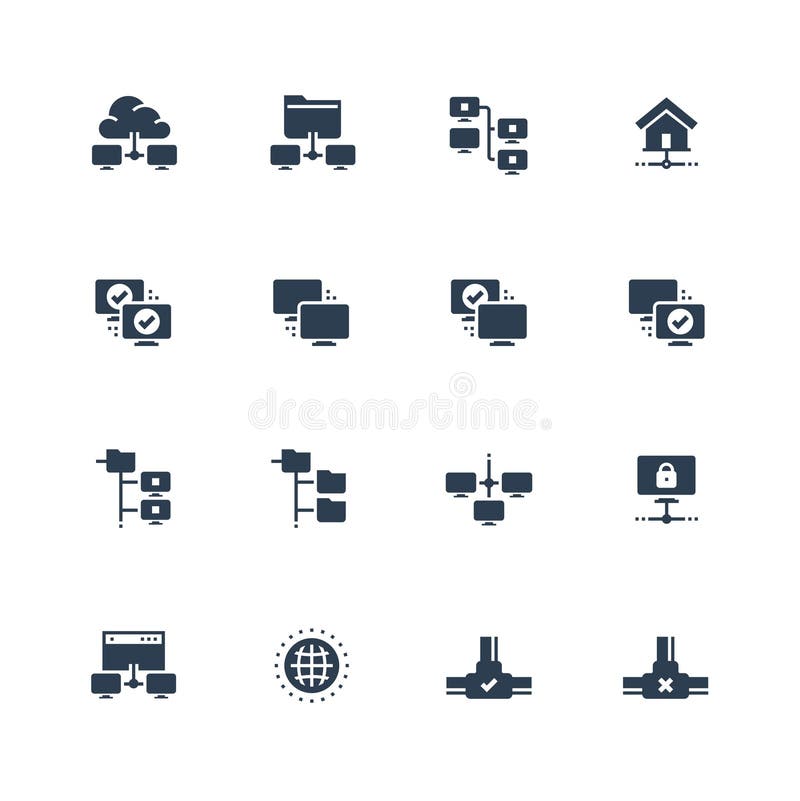 Computer network icon set stock illustration. Illustration of signal ...