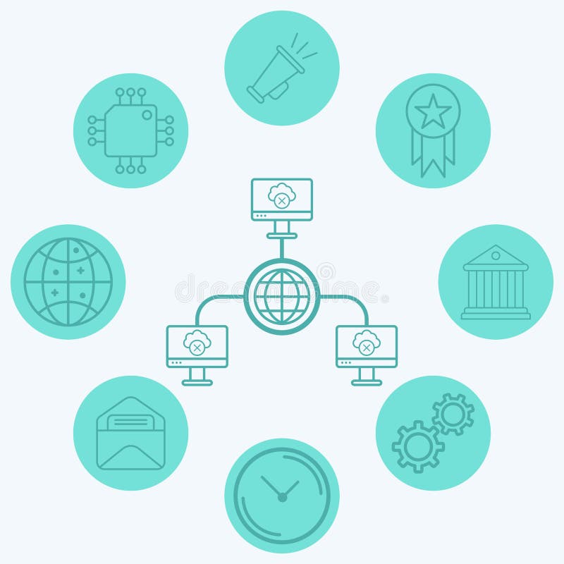 Computer Network Vector Icon Sign Symbol Stock Illustration ...