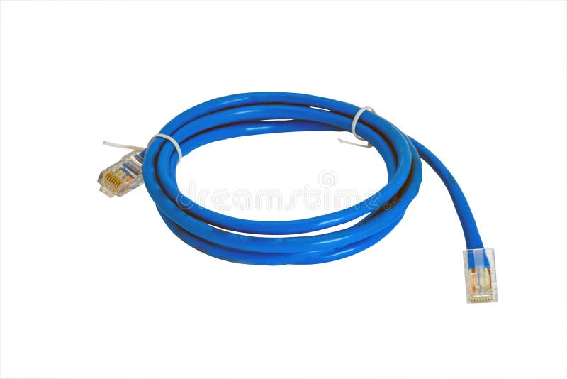 Computer Network Wire Isolate on a White Background Close-up. Stock ...