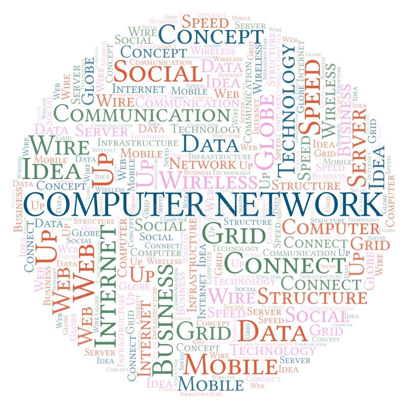 Computer Network Word Cloud Stock Illustration - Illustration of ...