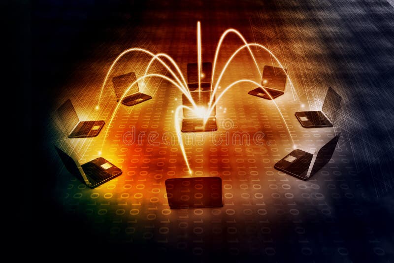 Computer Networking and Internet Connection. Hand Typing Computer ...